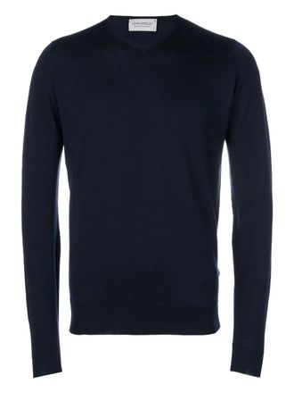 John Smedley pull classique à col v - Bleu