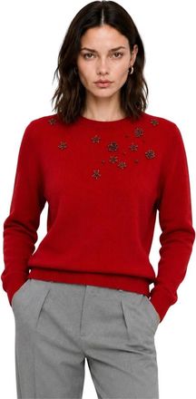 Kocca Femme, Pulls, Rouge, Taille: 36 FR Pull &agrave; Manches Longues avec Appliqu&eacute;s de Perles