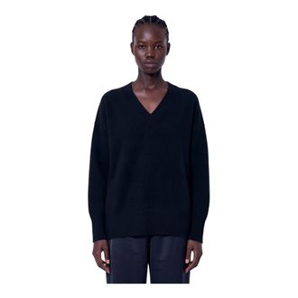 R&oacute;he Klassischer V-Ausschnitt Pullover - - Knitwear - Damen - Schwarzk - 2XS
