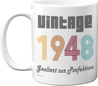 Stuff4 77. Geburtstagsgeschenke - Vintage 1948 Gealtert zur Perfektion Tasse - Geburtstag Retro Tasse für Männer und Frauen, 325 ml Premium-Keramiktasse, Spü