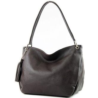 modamoda.de T154 - ital Sac à bandoulière en cuir, chocolat noir, M