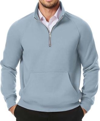 Generic Pull pour homme avec demi-fermeture &eacute;clair - Col montant uni - Sans capuche - Manches longues - Doux et confortable - Haut d&eacute;contract&eacute; avec poche - V&ecirc;