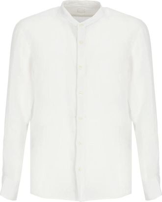 120% Lino Homme, Chemises, Blanc, Taille: L Chemise en lin &agrave; col mandarin