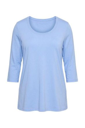 Ulla Popken T-Shirt Shirt Glitzerherz Rundhals 3/4-Arm Pima Cotton