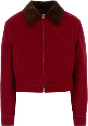 Ami Veste en jean courte - Femme - Vestes - Rouge - Taille: 36 FR