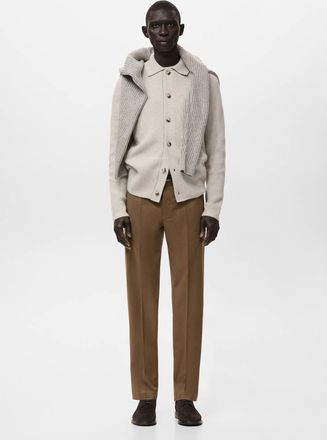 Mango Pantalon coton regular-fit chocolat - Homme - 38 - MANGO MAN