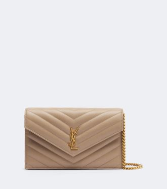 Saint Laurent Portefeuille &agrave; cha&icirc;ne Cassandre en cuir