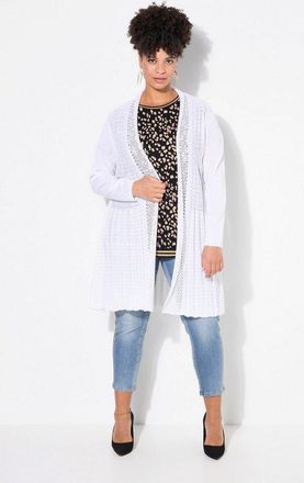 Miamoda Strickjacke Strickjacke längere A-Linie Strukturmix Wellensaum