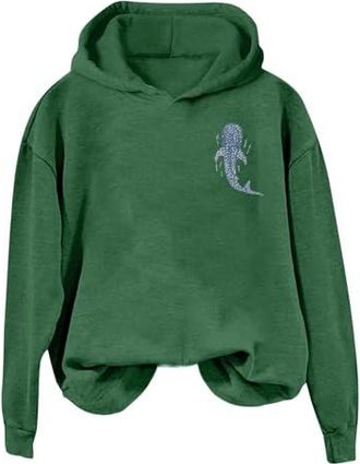 Generic 2026 Sweat &agrave; Capuche pour Femme avec imprim&eacute; dans Le Dos Requin Baleine - Sweat &agrave; Capuche avec Motif de mer - Sweatshirt d&eacute;contract&eacute; pour Les Amateurs