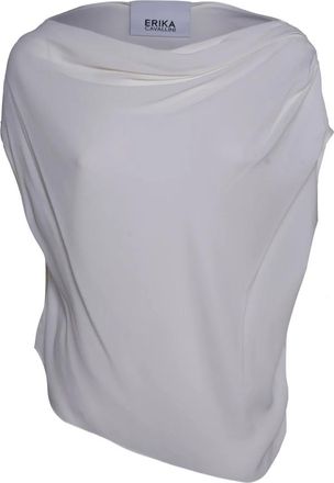 Erika Cavallini Semi Couture Femme, Tops, Blanc, Taille: 38 FR Asymmetric Draped Sleeveless Top