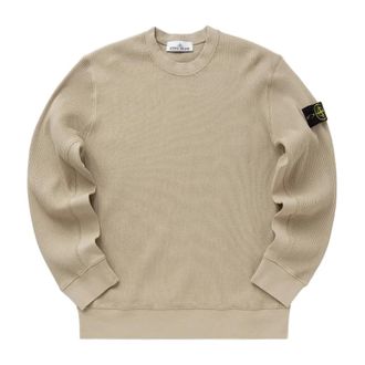 Stone Island Homme, Sweatshirts et sweats &agrave; capuche, Beige, Taille: M Cotton Waffle Fleece Crewneck