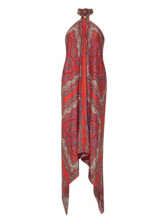 Cara Cara Asymmetrisches Twist Paisley-Kleid - Rot