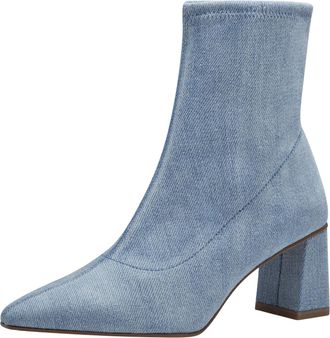 Tamaris Damen Boots mit Absatz Textil Vegan Blockabsatz; DENIM/blau; 37