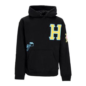 HUF Schwarzer Hoodie mit verstellbarer Kapuze und Fronttasche - - Sweatshirts & Hoodies - Herren - Schwarzk - XL