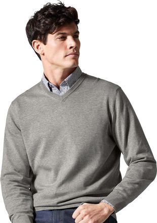 Casamoda Herren Pullover mit V-Ausschnitt unifarben 004430 Elastischer Bund, Hellgrau - Uni (713), 5XL