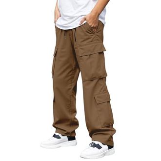 Generico Pantalon cargo pour homme avec poches multiples fermeture &eacute;clair Slim Pantalon de travail imperm&eacute;able pantalon r&eacute;tro pantalon de surv&ecirc;tement pour homm