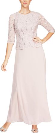Alex Evenings Damen 3/4-ärmel, Stretch-Spitze, Mieder, Einteilig, für die Brautmutter Brautmutterkleid, Rosa-Shell Pink, 48