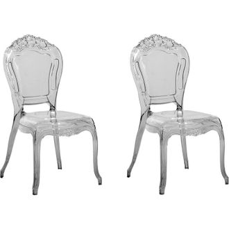 Beliani Beliani - Set 2 Chaises Noires Transparentes en Plastique Design Rétro et Glamour Tendance pour Salle à Manger et Intérieurs Traditionnels ou Vintage