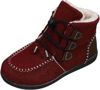 Generic KQIVAM Bottes de neige pour femme Bottes &agrave; plateforme femmes Bottines mi mollet femme cuir avec Lacets large bas,Bottines de Neige Fourrure Doubl&eacute; Cha