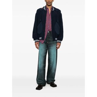 Kenzo Drawstring Hood with Appliqu&eacute; Details Bomber Jacket - Navy
