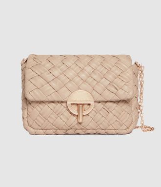 Vanessa Bruno Moyen Sac Moon Cuir Tress&eacute; Beige