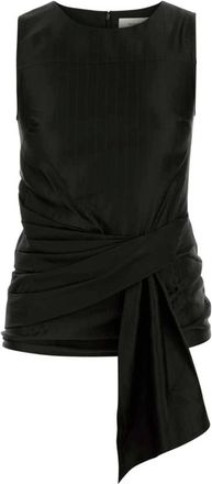 Loulou Studio Femme, Tops, Noir, Taille: 38 FR Fonda 01 Draped Asymmetric Top