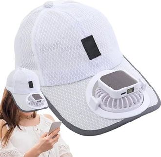 Generico Bonnet avec ventilateur solaire réglable à 180° avec ventilateur - Casquette portable 3 vitesses respirante pour golf, jardinage, sport, voyage, plage