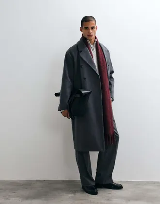 Asos manteau oversize effet laine en charbon-Gris