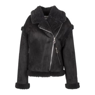 Moschino Femme, Vestes, Noir, Taille: 36 FR Veste ecomontone avec fermeture éclair symbole de paix