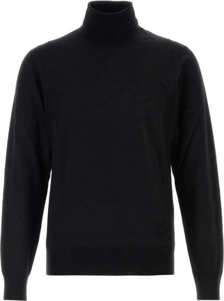 Dolce & Gabbana Homme, Pulls, Noir, Taille: XL Wool Turtleneck Sweater