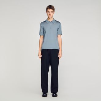 Sandro Polo en maille &agrave; col zipp&eacute;