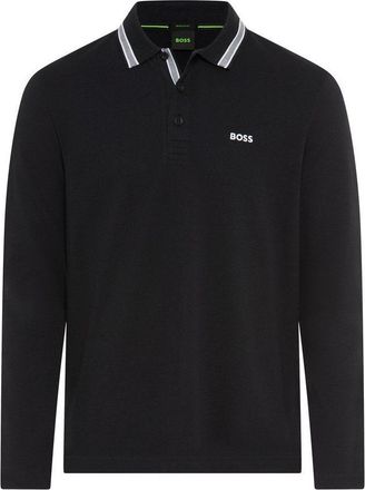 HUGO BOSS Langarm-Poloshirt Plisy mit Streifen am Kragen