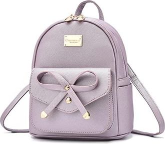 I Ihayner Mini sac &agrave; dos en cuir avec noeud pour filles, Violet nacr&eacute;