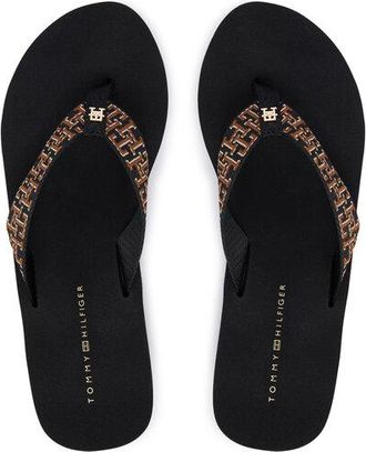 Tommy Hilfiger Zehentrenner Wedge Summer Sandal Mono FW0FW09698 Schwarz