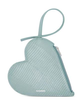 Jil Sander pochette en cuir &agrave; design coeur - Vert