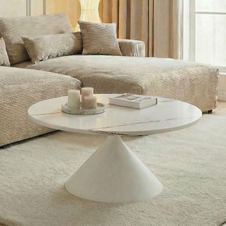 IDIMEX Couchtisch ISOMA rund &Oslash;70cm, Wei&szlig; - moderner Wohnzimmertisch mit MDF in Steinoptik und stabilem Metallgestell mit Pulverbeschichtung ideal als Beistel