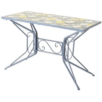 Pier Import Pier Import - Table de jardin bleue d&eacute;cor mosa&iuml;que citrons 118 cm grenade