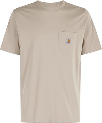 Carhartt Work in Progress Homme, Tops, Beige, Taille: S Poche T-shirt Mur de couleur Manches courtes
