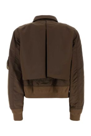 sacai Womens Brown Nylon Bomber Jacket Giubbini