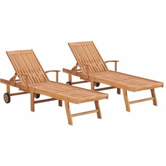 vidaXL Sonnenliegen 2 Stk. Massivholz Teak Vidaxl