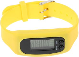 Hemobllo Schrittz&auml;hler Armbanduhr mit Silikonband Leichter Tragbarer Schrittz&auml;hler f&uuml;rs Gehen Digitales Fitnessarmband f&uuml;r Sport und Alltag (gelb)