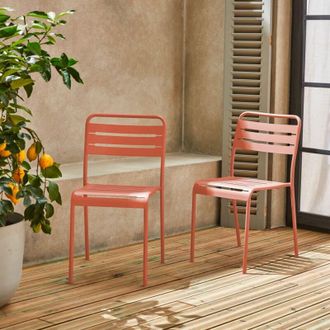 Sweeek Lot de 2 chaises de jardin acier. 2 places. tomette. Amelia. L44 x P52 x H79cm