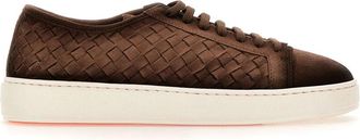 Santoni Homme, Chaussures, Brun, Taille: 41 1/2 EU Woven Suede Baskets