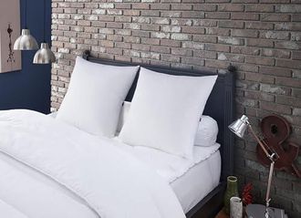 Dodo 2 nat&uuml;rliche Kissen, 60 x 60 cm, Fester Komfort, 2 Meribel-Kopfkissen, 100% Federn, weich und temperaturausgleichend, maschinenwaschbar bei 40 &deg;C, Wei