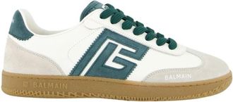 Balmain Homme, Chaussures, Blanc, Taille: 39 EU Swan Leather and Suede Trainers