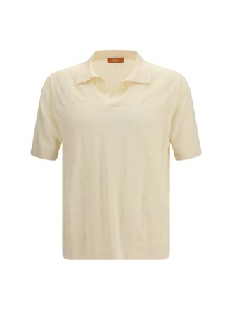 Cruna Mens T-Shirt Levanti V-Neck Cream Cotton Polo Shirts T-shirts And Polos