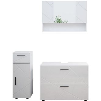 Vicco Badm&ouml;bel-Set Irma, Wei&szlig; Hochglanz, 3 Teile, mit Schubladenschrank und Midischrank