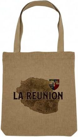 Fabulous Sac Shopping Tote Bag Aspect Lin - La R&eacute;union 974 Ile Departement Carte Ancienne France - Sac de Courses Toile Epaisse 360g Beige Naturel Cabas Port&eacute; 