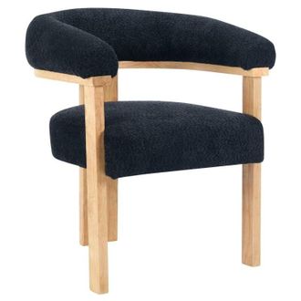 Pascal Morabito Pascal Morabito - Chaise avec accoudoirs en tissu bouclette et bois dhévéa naturel - Anthracite foncé - livelia de