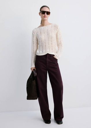 Mango Jean balloon taille normale lie de vin - Femme - 32 - MANGO